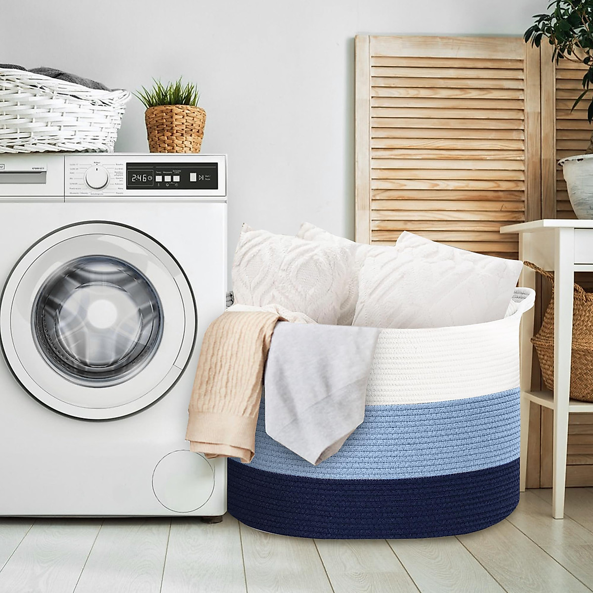 MEGASKET Large Kids Toy Basket, 22" X 14" Soft Cotton Rope Basket, Toy Storage Organizer Bins for Kids, Big Kids Room Nursery Organization, Dog Toy Stuffed Animal Basket, Baby Toy Boxes Extra Large