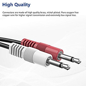 3.5mm Stereo Male to Dual 3.5mm Mono Male Audio Cable, 3ft 3.5mm 1/8" TRS Male to 2 x 3.5mm 1/8" TS Male Y Breakout Cable Splitter Adapter Connector for Headphone, Speaker