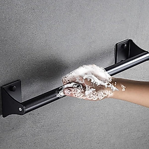 Space Aluminum Grab Bars Heavy Duty Shower Handle Bathroom Balance Bars Grab Bar Hand Rail Support Assist Bath Handles for Handicap Elderly Injury (Color : Black, Size : 40cm)