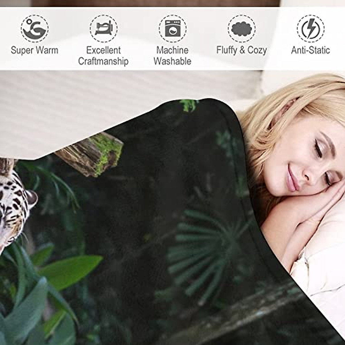 White Tiger Rest in Forest Throw Blanket for Couch Bed Flannel Lap Blanket Lightweight Cozy Plush Blanket for All Seasons 50"x70"