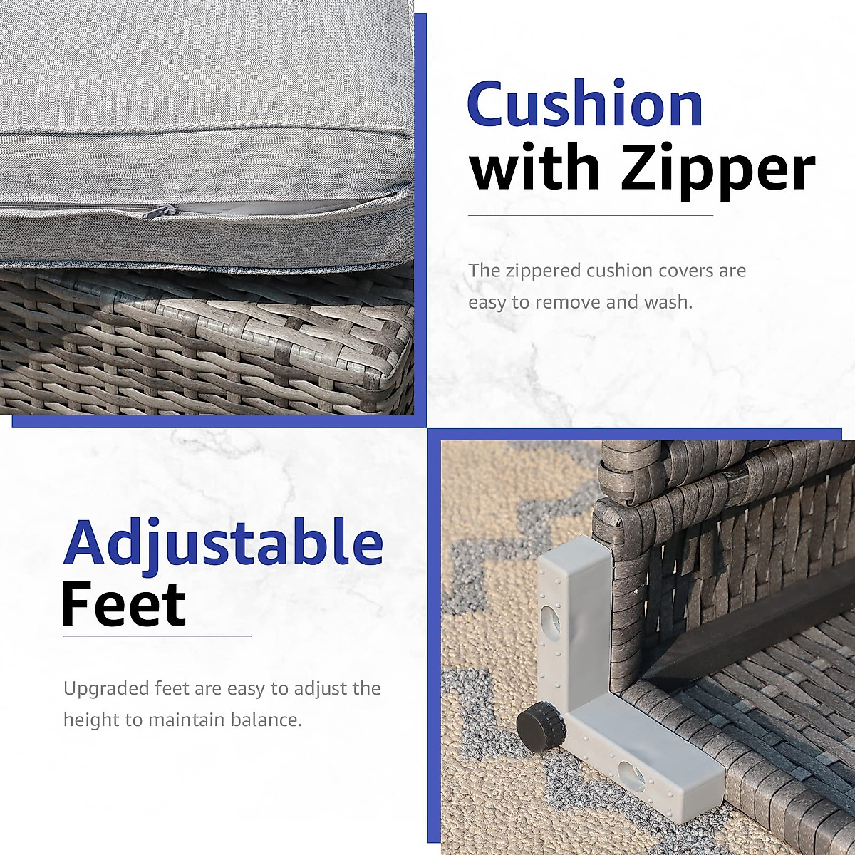 Patiorama 3-Piece Patio Furniture Set, Outdoor Sectional Sofa, All-Weather Grey PE Wicker Rattan Conversation Set,Outdoor Couch Loveseat,Patio Seating for Porch Balcony Garden Pool(Light Grey Cushion)