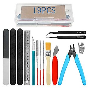 Bigstone 19 PCS Gundam Model Tools Kit Hobby Building Tools Set for Cars, Airplanes, Buildings, Gundam, Robots Models Building Repairing and Fixing ext.