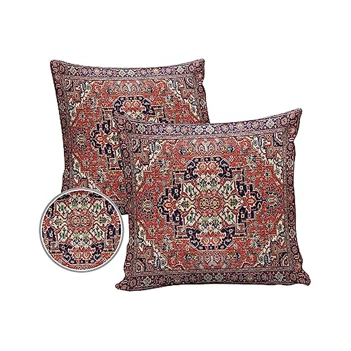 Outdoor Pillow Covers Waterproof, Native American Indian, Decorative Square Throw Pillowcases Patio Cushion Covers for Tent/Garden, 16" x 16" 2 Pack, Abstract Antique Traditional European Luxury