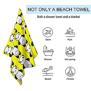 My Little Nest Bath Towels Soft Absorbent Bathroom Towel Pandas Yellow Quick Dry Bath Towel Large Shower Towels Lightweight Hand Towels 31" x 51"