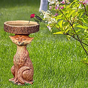 Outdoor Bird Bath Feeder Standing, Resin Bird Bath Bowl Tray for Inside, Animal Hummingbird Feeders Statue Decor for Garden Lawn Patio Yard Bird Lovers Gifts