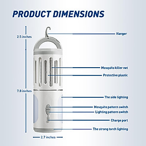 vertmuro Bug Zapper, Electric Bug Zapper Powered Rechargeable, Mosquito Zapper Led Light 2 in 1 for Outdoor and Indoor, Insect Fly Traps Fly Zapper for Home Backyard, 2 Pack