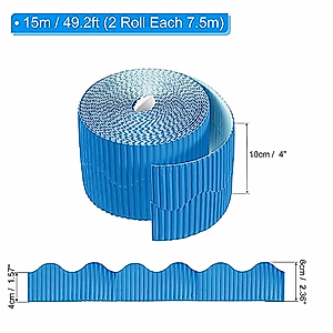 PATIKIL 3.9inch x 49.2ft Bulletin Board Border, Scalloped Trim Paper for Locker Classroom Decor Black White Cork Poster Boards, Lake Blue