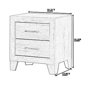 Benjara Isha 24 Inch 2 Drawer Nightstand with Metal Handles, Modern Driftwood Gray