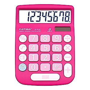 CATIGA CD-8185 Office and Home Style Calculator - 8-Digit LCD Display - Suitable for Desk and On The Move use. (Pink)