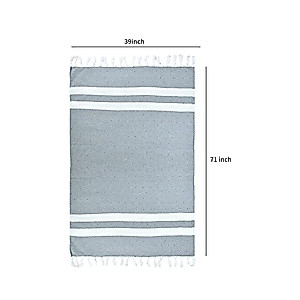 NakedCloud Turkish Beach Towel with Storage Bag 39 x 71 Inches, Quick Dry Diamond Weave Cotton Towel Blanket for Bath,Beach,Pool,Lightweight Large Oversized Turkish Beach Blanket(Grey)