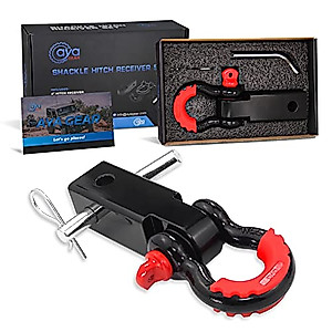 Aya Gear Shackle Hitch Receiver 2 inch 35,000lbs Break Strength Heavy Duty Receiver with 5/8" Screw Pin, 3/4 Shackle. Vehicle Recovery Off-Road, Towing Accessories Compatible with Trucks Jeeps