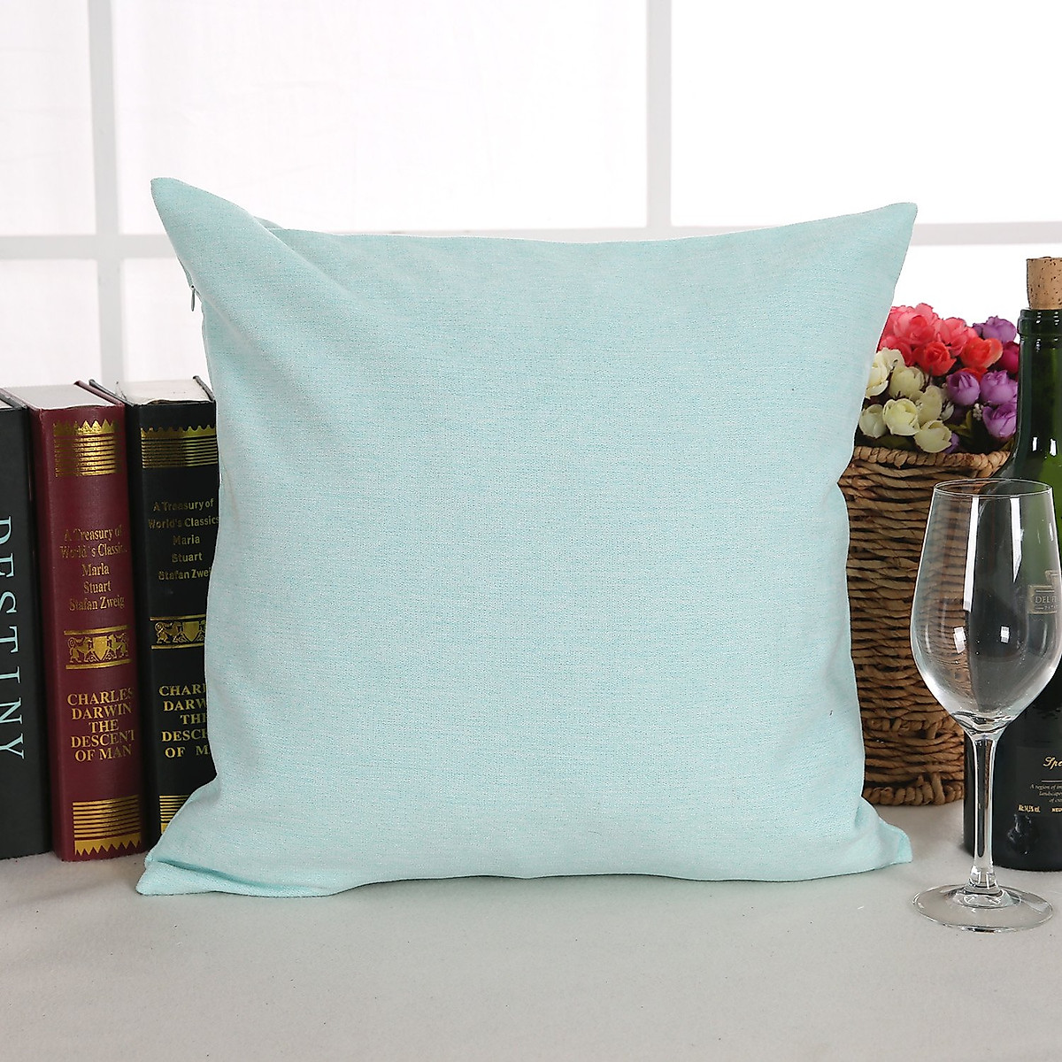 Deconovo 24 Inch Summer Pillow Covers Pack of 2 Green Pillowcase Covers Square Throw Pillow Cover for Bed Sofa Pillow 24 x 24 Inch Grass Green Set of 2 No Pillow Insert