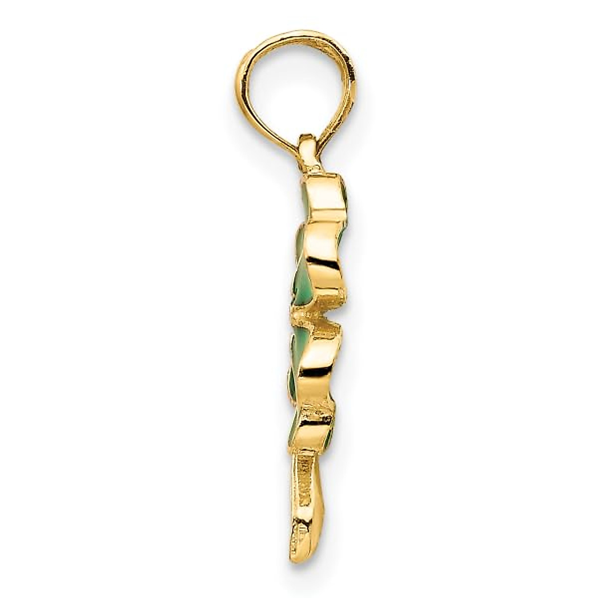 IceCarats 14K Yellow Gold 4 Leaf Lucky Clover Shamrock Flower Necklace Heart Claddagh Celtic Charm Pendant Irish Jewelry 20mm x 10mm Only