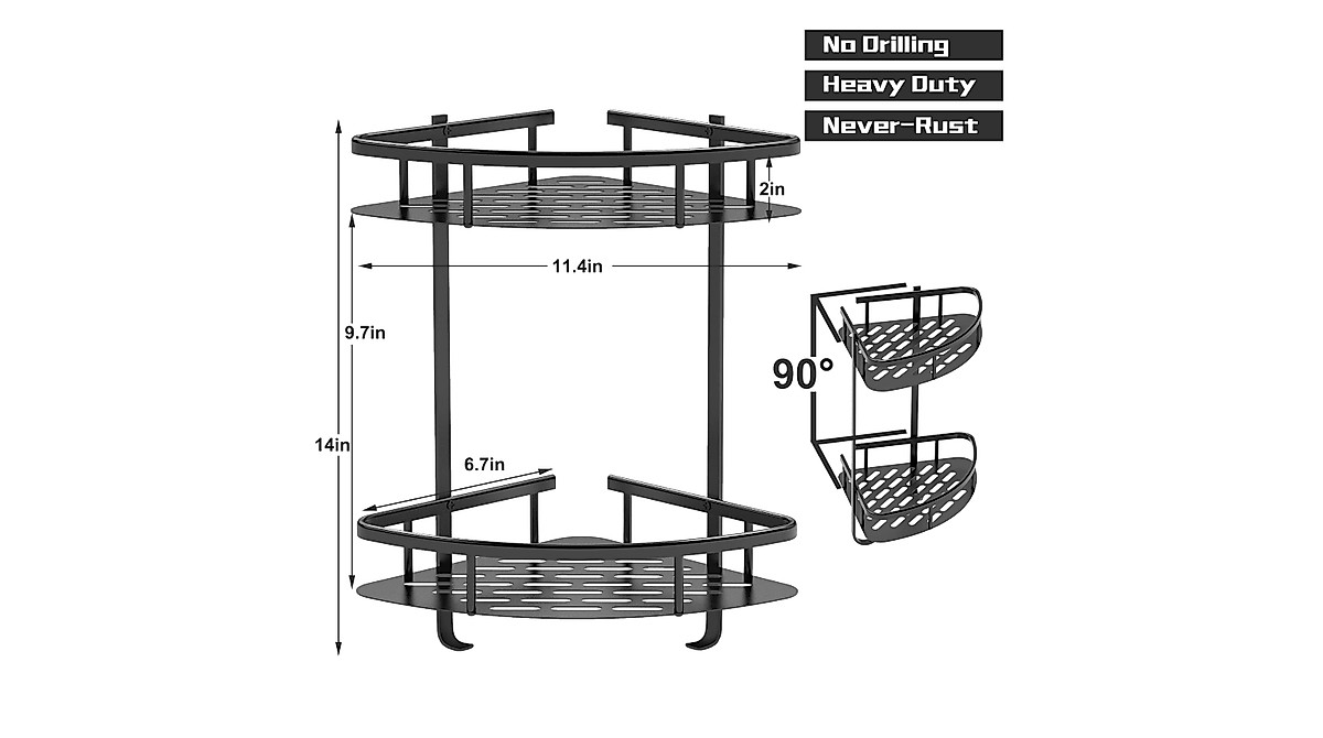 Soft Digits 2-Tier Shower Caddy - No Drilling Organizer