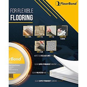 FloorBond Double-Sided Tape for Installing Flexible Flooring (Vinyl, Carpet, Gym Flooring, Artificial Grass)