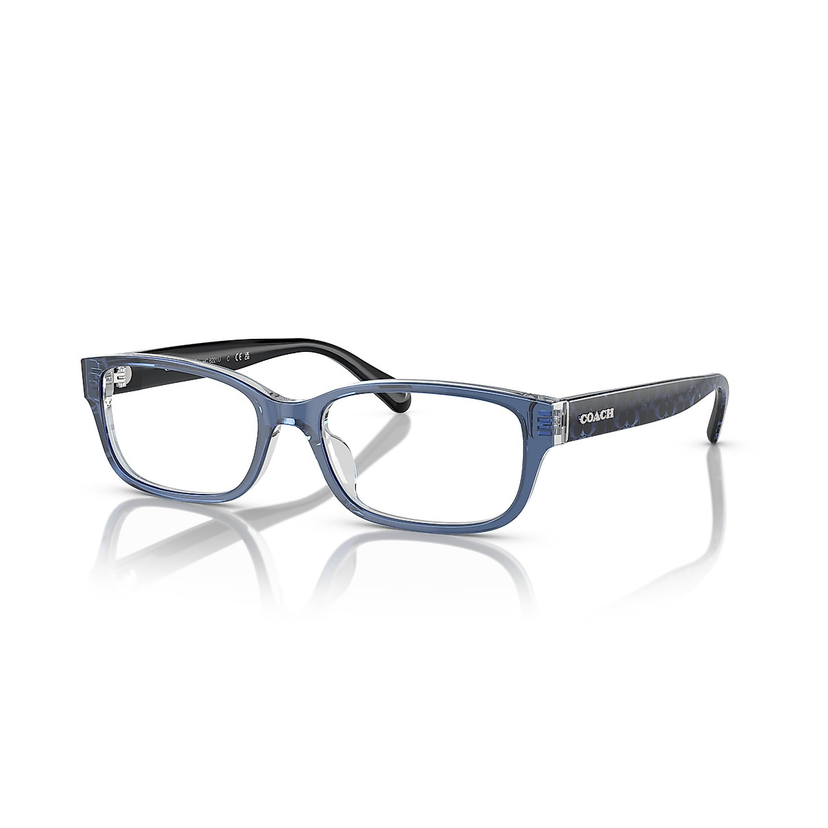 Coach HC6221U Universal Fit Prescription Eyewear Frames, Transparent Blue/Demo Lens, 52 mm