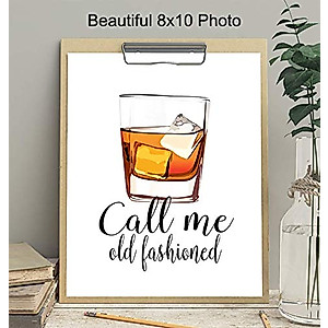 Whiskey Bar Decor - Cocktail Wall Art - Unique Bartender Gift - Call Me Old Fashioned - Funny Typography Poster - Home Decoration for Kitchen, Dining Room - UNFRAMED 8x10 Typography Poster Print