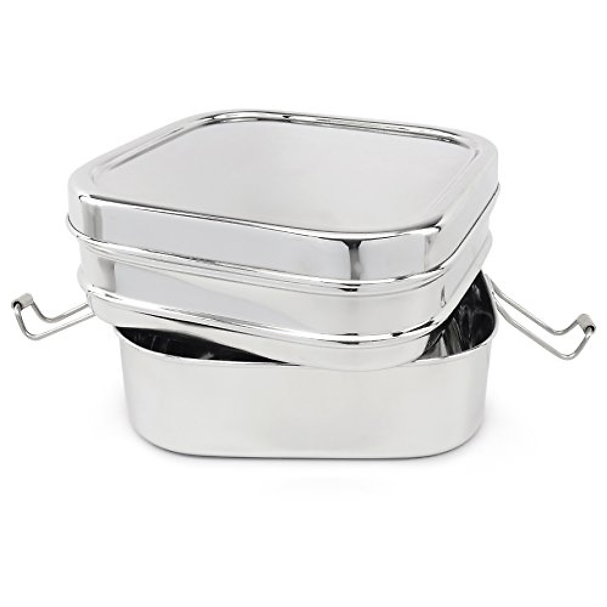 Lifestyle Block Stainless Steel Double Stack Cube 2 Compartment Lunch Box - X-Large