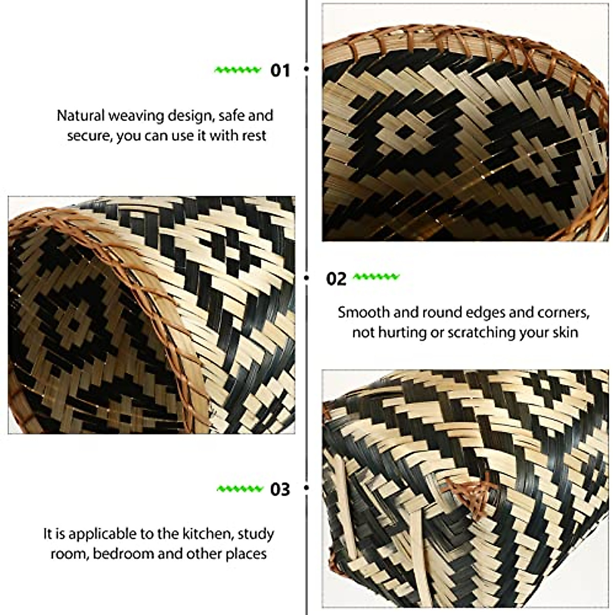 PATKAW Wicker Waste Basket Bamboo Woven Trash Can Rustic Garbage Container Bin Flower Basket for Bathroom Kitchen Home Office