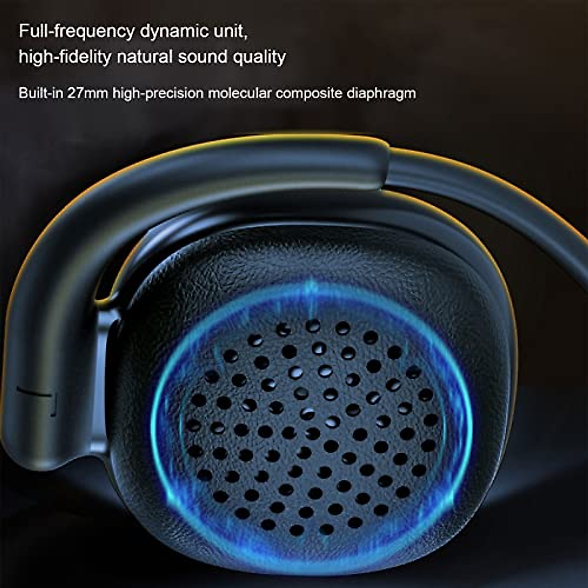 CHUYI Behind The Head Headphones, Bluetooth Wireless On-Ear Earphones, Foldable Lightweight Wireless Stereo Neckband Around Head Headset with Built-in Mic for Sports, 23Hrs Music Time (Black)