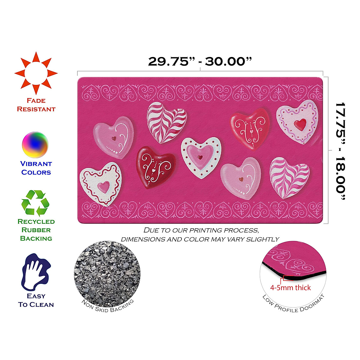 Toland Home Garden 800210 Heart Cookies Valentines Door Mat 18x30 Inch Spring Outdoor Doormat for Entryway Indoor Entrance