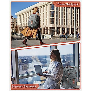 BAGSMART Large Travel Backpack for Women Men,Laptop Backpack Flight Approved Carry On Computer Bag Fits 17 Inch Laptop,Water Resistant Outdoor Backpack for Hiking Business,Grey