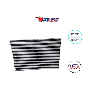 Black & White Stripes Tissue Paper 20 X 30-24 Sheet Premium High Quality Tissue Paper Made in USA by A1 bakery supplies