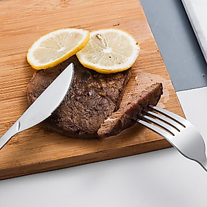 Aimilan 30 Piece Silverware Set for 6, Imitation Wooden Handle Flatware Cutlery Set for Home Kitchen Restaurant, Mirror Finish, Dishwasher Safe (30-Piece for 6)