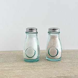 Vidrios San Miguel, 4oz Salt And Pepper Shakers, With Stainless Steel Cover (set Of 2), Made Of 100% Recycled Glass, Small Spice Shakers, Cute Kitchen Decoration, Made In Spain.