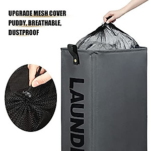 DOKEHOM 22-Inches Slim Laundry Basket on Wheels, Collapsible Rolling Laundry Hamper, Foldable Narrow Corner Clothes Storage Bins (Dark Grey)