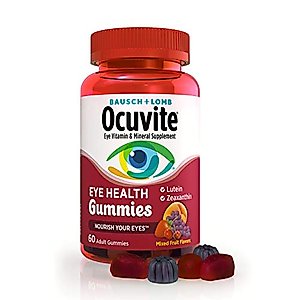 Ocuvite Vitamin & Mineral Supplement for Eye Health Adult Gummies, Contains Lutein & Zeaxanthin, Bausch, 60 Count