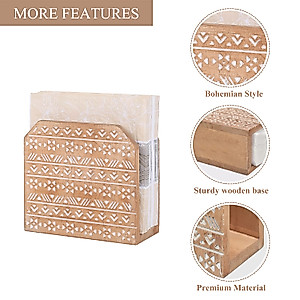 NIKKY HOME Bohemian Wood Farmhouse Countertop Napkin Holder