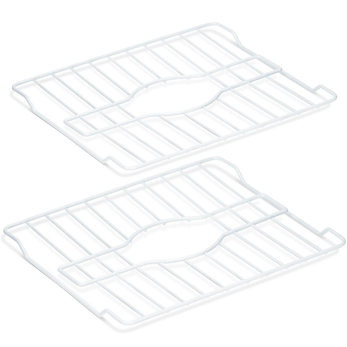 DecorRack Sink Protectors for Kitchen Sink, 12" x 10" Metal Dish Drying Rack for Sink, Sink Grate with Center Drain, Protects from Stains, Scratches, Dishwasher Safe, Standard Size (2 Pack)