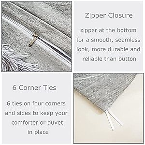LUOYUAN Plush Shaggy Duvet Cover Set 3 Pieces Aesthetic Fluffy Comforter Cover Set Ultra Soft Crystal Velvet（1 Faux Fur Comforter Cover + 2 Faux Fur Pillowcases）,Zipper Closure(Queen，Light Grey)