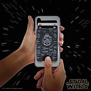 PopSockets Phone Wallet with Expanding Grip, Phone Card Holder, Wireless Charging Compatible, Star Wars - Millennium Falcon