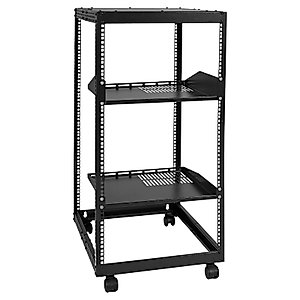 VEVOR 20U Open Frame Server Rack, 23''-40'' Adjustable Depth, Free Standing or Wall Mount Network Server Rack, 4 Post AV Rack with Casters, Holds All Your Networking IT Equipment AV Gear Router Modem
