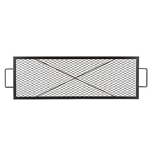 VEVOR X-Marks Fire Pit Grill Grate, Rectangle Cooking Grate, Heavy Duty Steel Campfire BBQ Grill Grid with Handle & Support X Wire, Portable Camping Cookware for Outside Party Gathering, 32 Inch Black