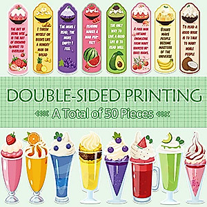 50 Pieces Scented Bookmarks Scratch and Sniff Bookmarks Double Sided Fruit Theme Kids Bookmarks and 10 Planet Styles Cute Bookmarks Assorted Educational Page Markers for Office School Students Reader