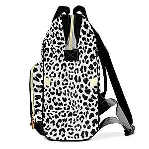 Anneunique Leopard Print Mummy Bags Custom Text Personalized with Name Diaper Bags Giving Backpack Black White
