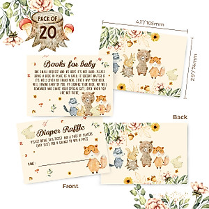 Woodland Baby Shower Invitations 20 Invitations With 20 Envelopes, 20 Diaper Raffle Cards, 20 Baby Shower Book Request Cards Forest theme Woodland creatures Bear Deer Rabbit Moose Owl Raccoon 20 Fill in Invites And Envelopes
