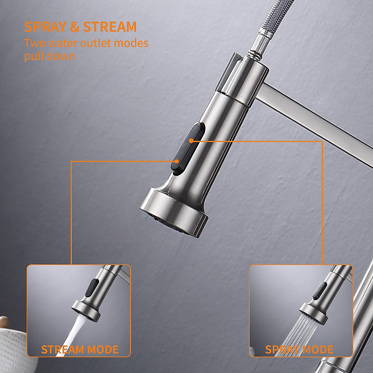 Touchless Kitchen Faucet,KEER Smart Motion Sensor Hands Free Single Handle spring kitchen sink faucet with Pull Down Sprayer,Brushed Nickel