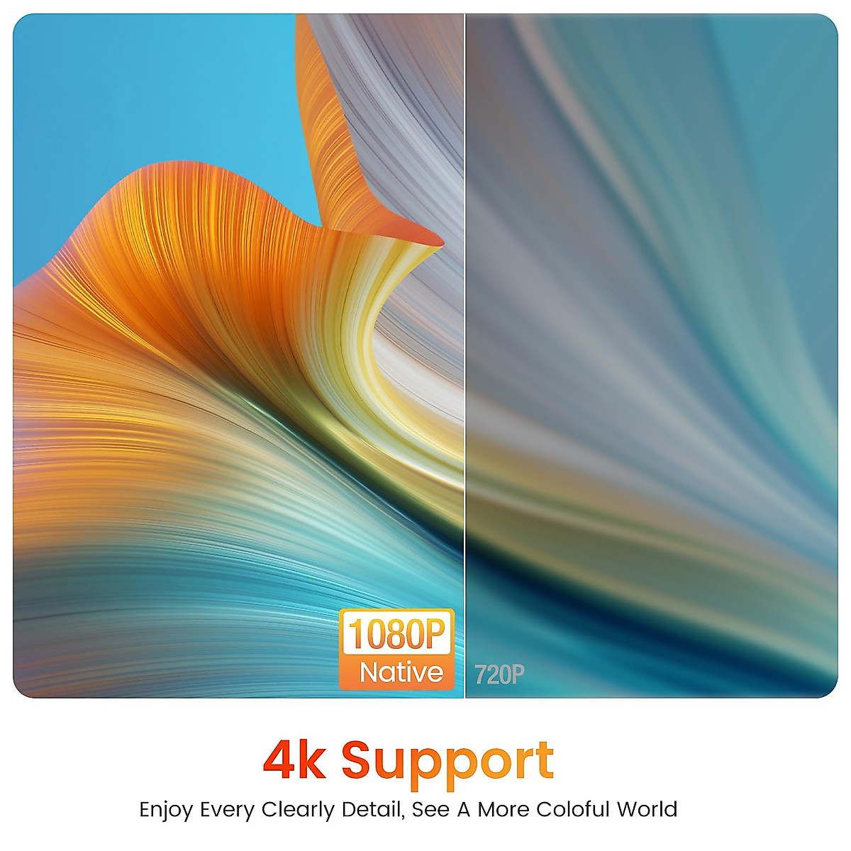 HAPPRUN Projector, 5G WiFi Bluetooth Projector, Native 1080P Portable Projector with Screen and Bag, Support 4K, Zoom, 300" Outdoor Movie Projector Compatible with iOS/Android/TV Stick/PS5