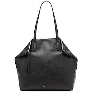 Calvin Klein Brenda Top Zip Tote, Black/Silver