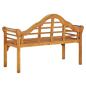 Tidyard Patio Bench, Acacia Wood Park Bench with Armrest and Backrest, Wooden Outdoor Bench Chair for Garden Entryway Yard Porch Backyard 49.2 x 22 x 34.4 in