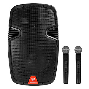 Rockville RAM12BT 12" Rechargeable Powered 600W PA Speaker+2 Mics+Bluetooth+Stand