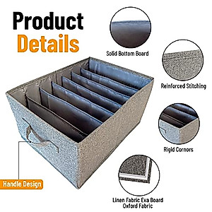 Large Clothes Organizer for Jeans and Sweaters, Sturdy, Stackable, 7 Grid, 2 Handles, Foldable