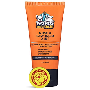 Dog Paw Balm and Dog Nose Balm 2Oz (2 in 1)- Dog Balm for Paws and Nose Treatment for Dry and Cracked Paws and Snouts- Also Paw Balm Dogs Lick Safe for Hot Pavement Protection- Snout Soother for Dogs