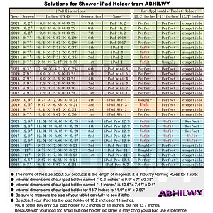 ABHILWY Shower Tablet Holder Waterproof Compatible with Ipad, Wall Mounted Bathroom Tablet Case Rotation, Adhesive Touchable Cradle with Glass Mirror Anti-Fog Screen for Kitchen 11 inches White