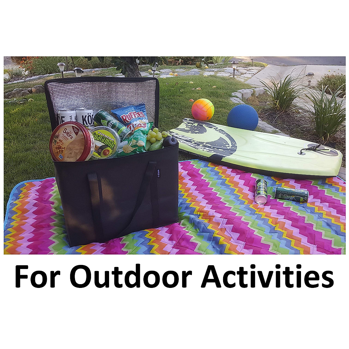 1 Click 2 Pack Insulated Reusable Grocery Bags, Extra Large, Foldable, Stands Upright, Sturdy Zipper, Washable, Reinforced Handles