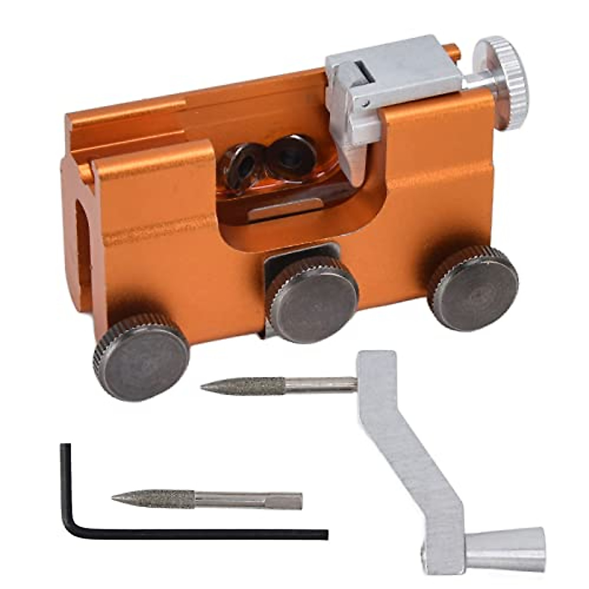 plplaaoo Chainsaw Sharpening Jig, Chainsaw Chain Sharpening Jig, Manual Chainsaw Sharpener Kit, Portable Hand Crank Chain Sharpener, for Lumberjack Garden Worker, for All Kinds of Chain Saws(Yellow)